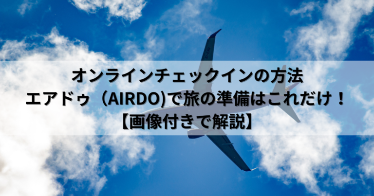 オンラインチェックインの方法｜エアドゥ（AIRDO)で旅の準備はこれだけ！【画像付きで解説】 - 出張LIFE